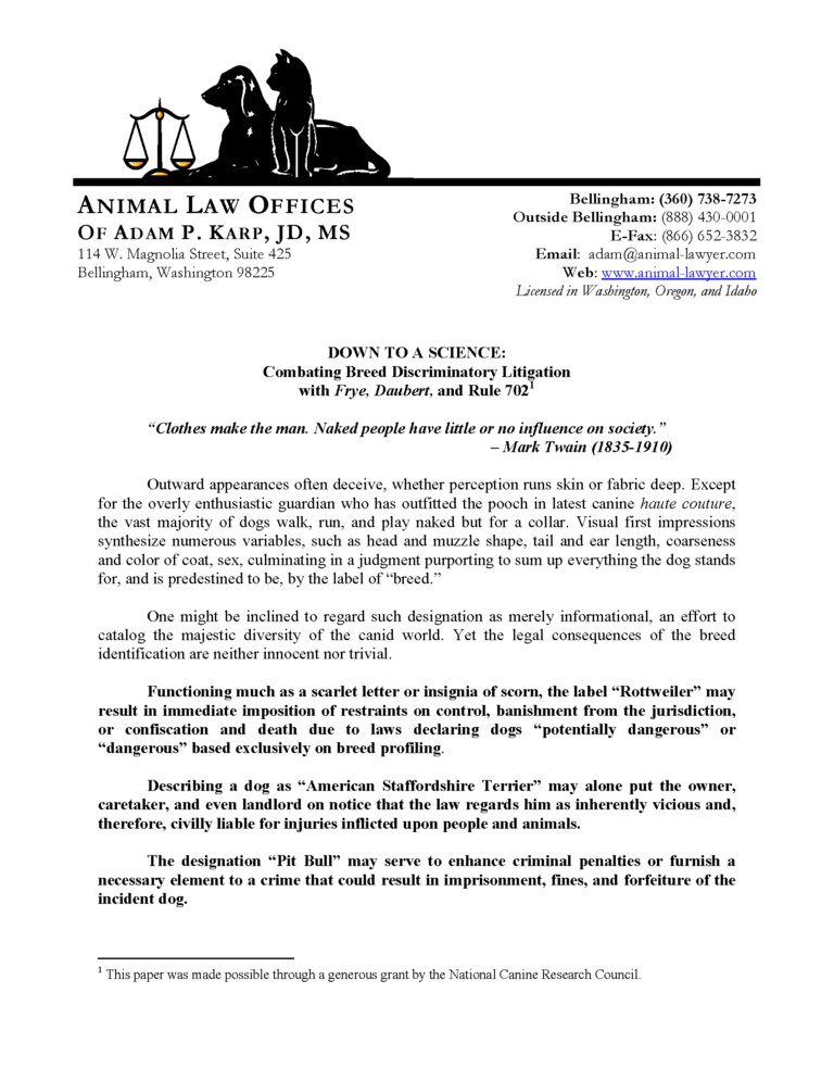 breed specific legislation - National Canine Research Council